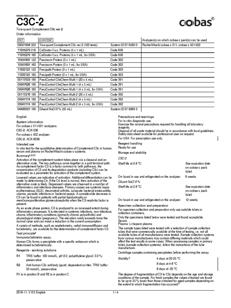 Insert C3C-2 0003001938322c501 V8 en | PDF | Assay | Diseases And Disorders