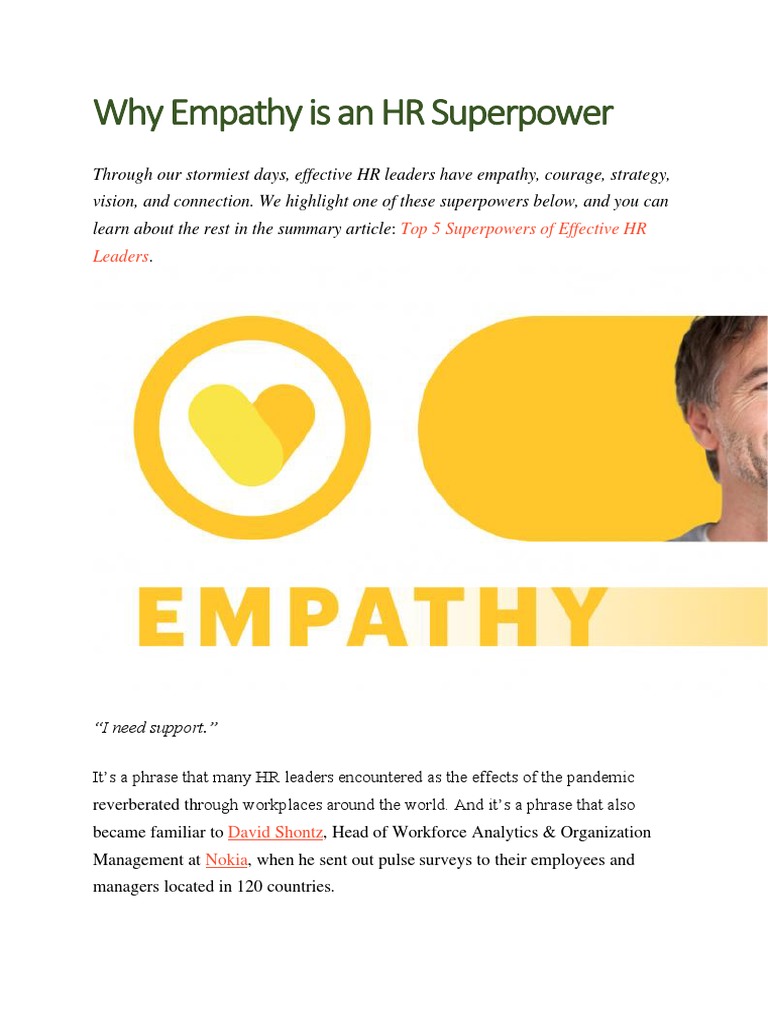 Why Empathy Is An HR Superpower | PDF | Analytics | Empathy