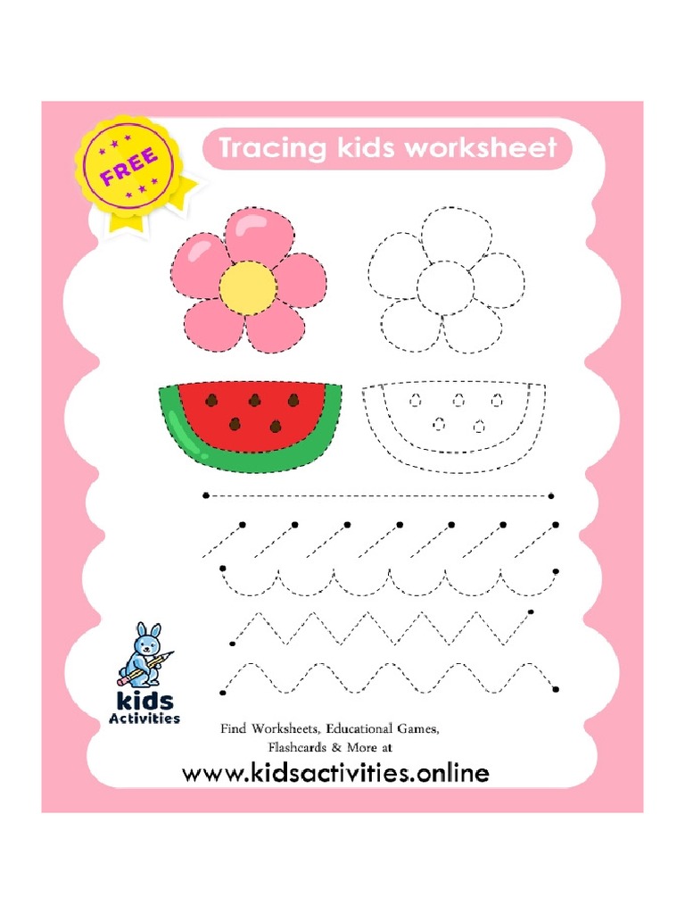 Tracing The Lines Worksheets For Kids | PDF