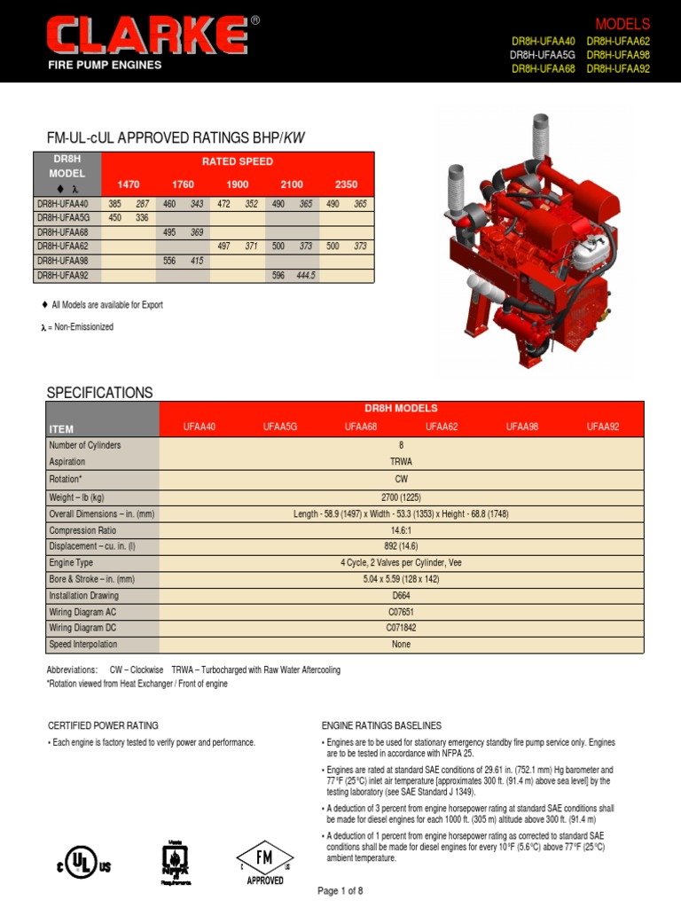 Fire Pump Diesel Engine Catalogue | PDF | Horsepower | Engines