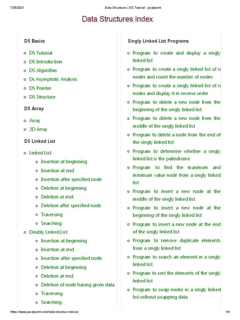 Data Structures - DS Tutorial - Javatpoint | PDF | Algorithms And Data ...