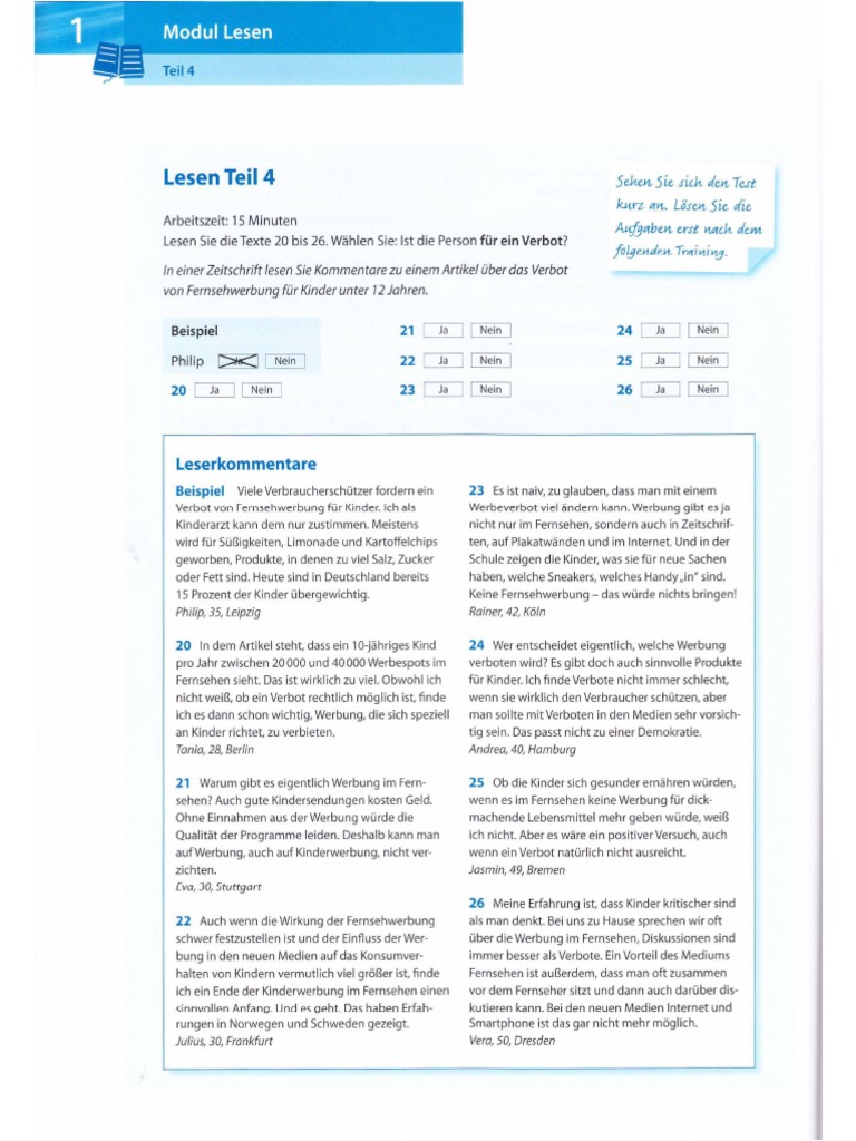 Lesen Teil 4 15 Min. 13.04 | PDF
