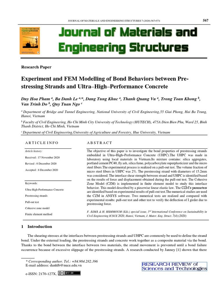 Experiment and FEM Modelling of Bond Behaviors Between Prestressing ...