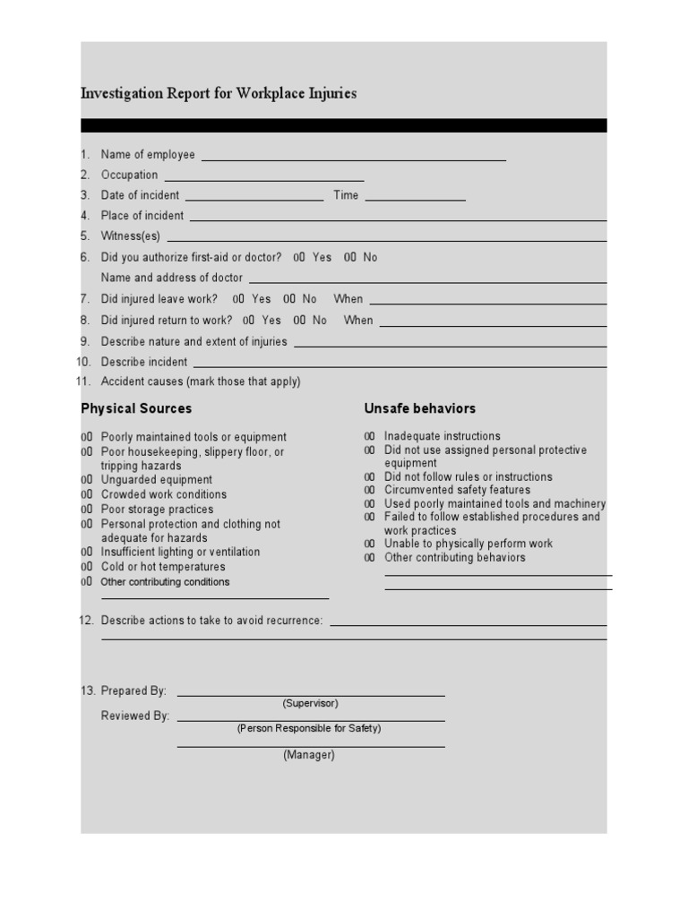 Accident Investigation Report Sample 1 | PDF