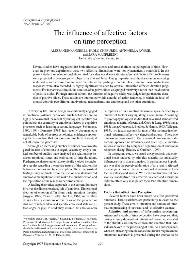 Emotion and Time Perception | PDF | Affect (Psychology) | Time Perception