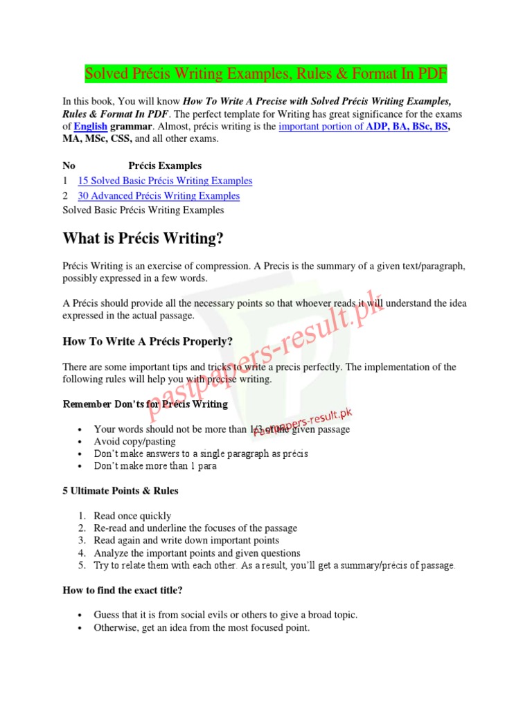 Solved Précis Writing Examples | PDF | Medicine | Surgery