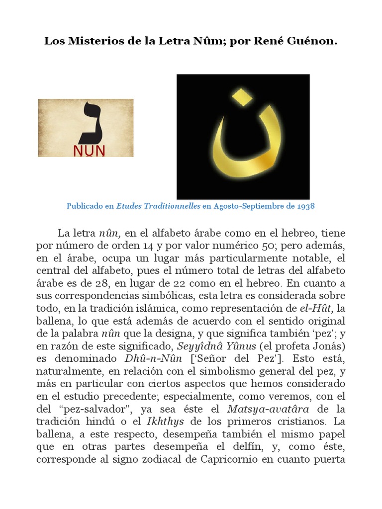 Los Misterios de La Letra NUN - Rene Guenon | PDF | Arca de Noé | Arábica