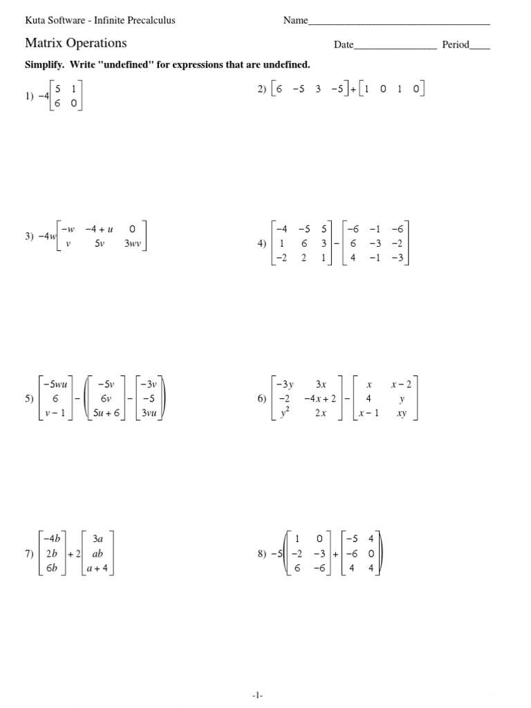 09 - Matrix Operations | Download Free PDF | Multiplication | Matrix ...