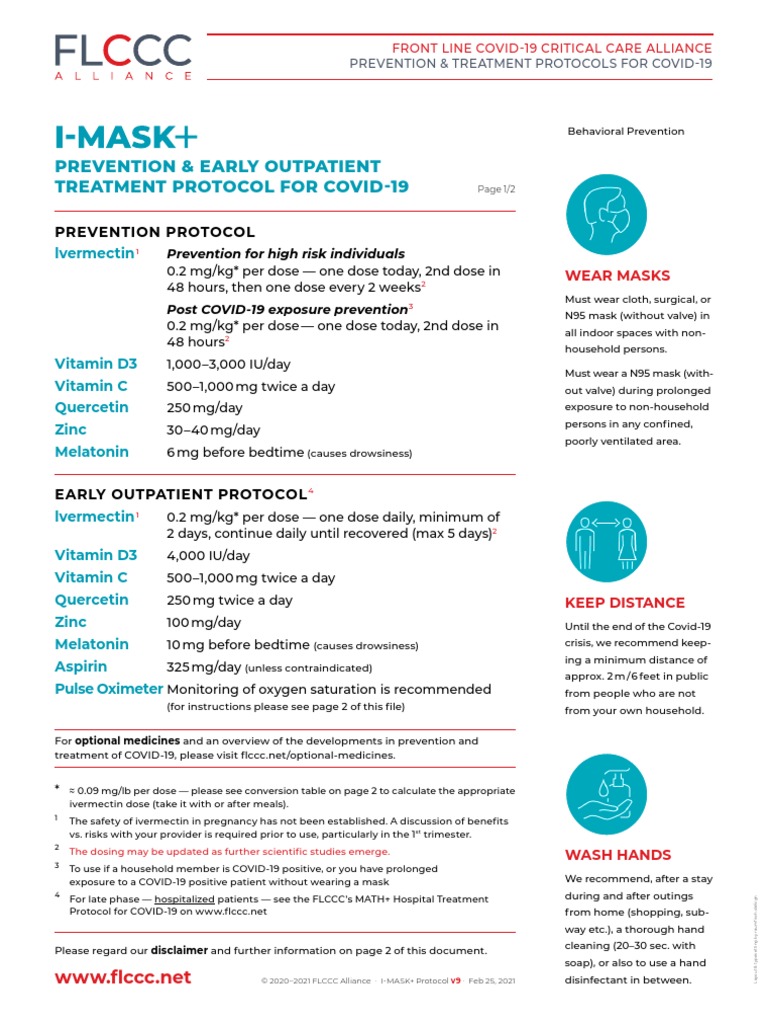 FLCCC Alliance I MASKplus Protocol ENGLISH | PDF | Chemistry | Dose ...