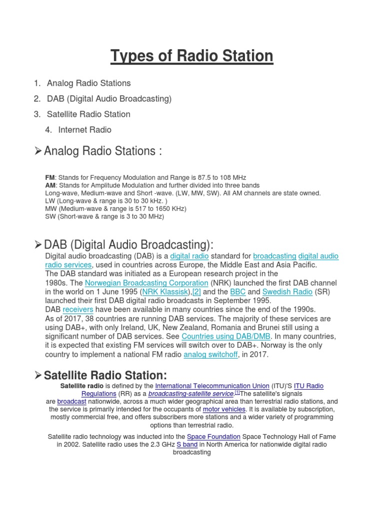 Types of Radio Stations Explained | PDF | Radio | Radio Broadcasting