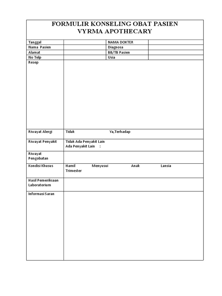 Formulir Konseling Obat Pasien | PDF