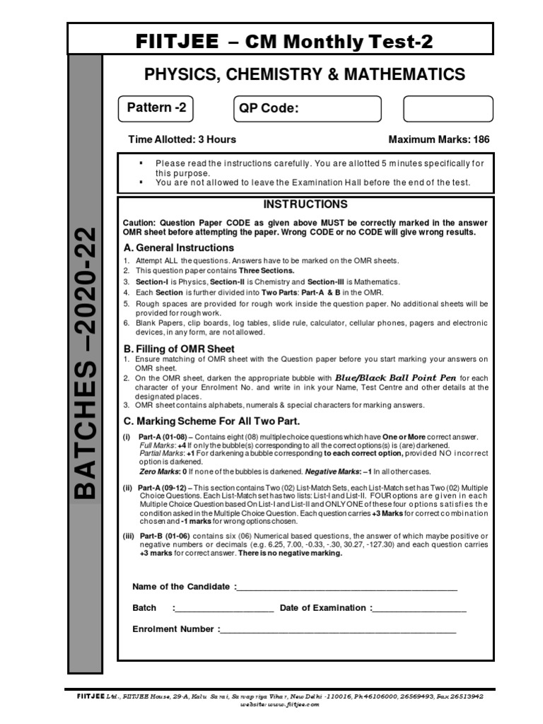 Question Paper CM Monthly Test 2 - Class 12 | PDF | Carboxylic Acid | Ester