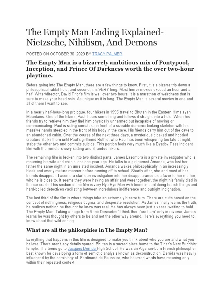 The Empty Man: Ending Explained | PDF | Nihilism | Philosophical Theories