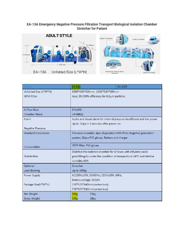 Negative Pressure Isolation Chamber | PDF