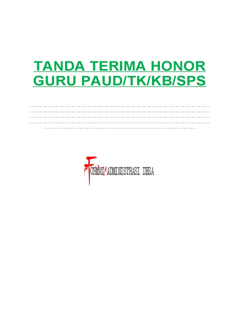 Tanda Terima Honor Guru Paud | PDF