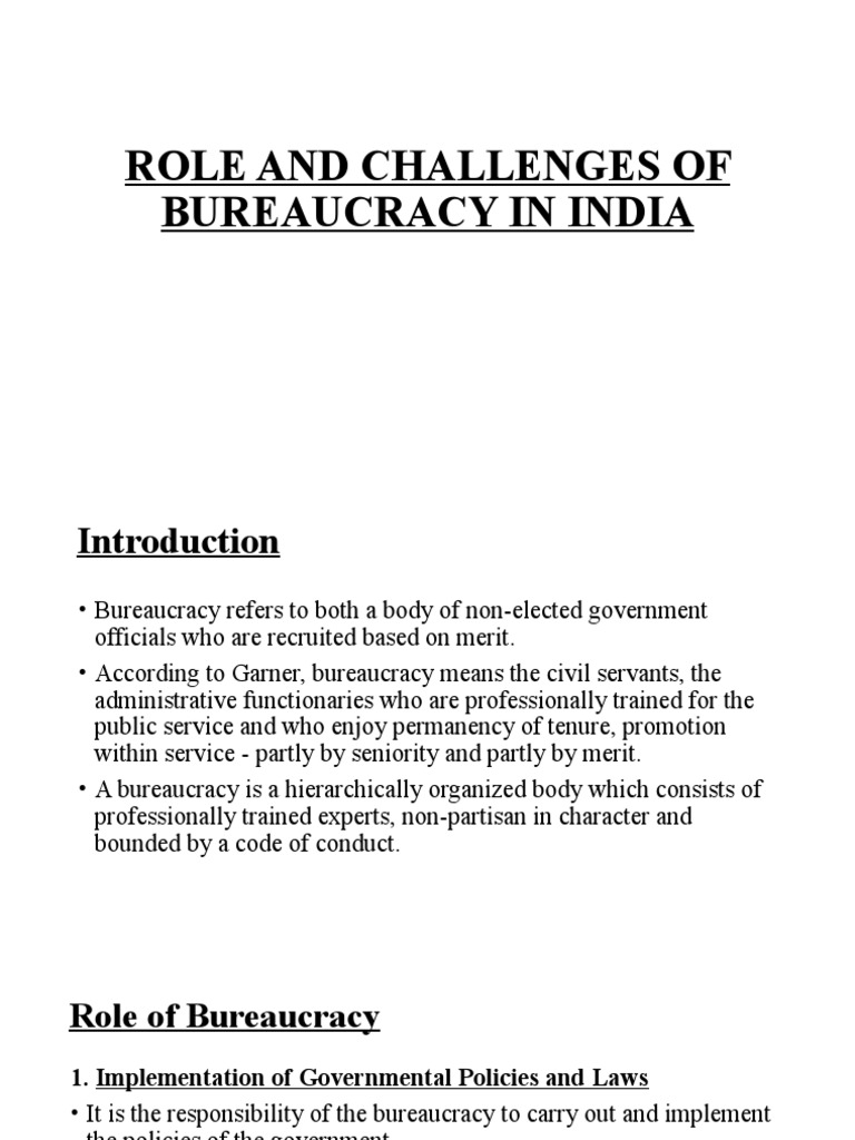Bureaucracy - Role and Challenges in India | PDF | Bureaucracy | Civil ...