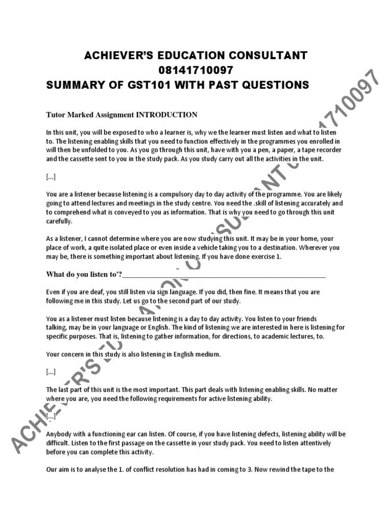 GST101 Summary With Past Question | PDF | Agriculture | Democratic ...