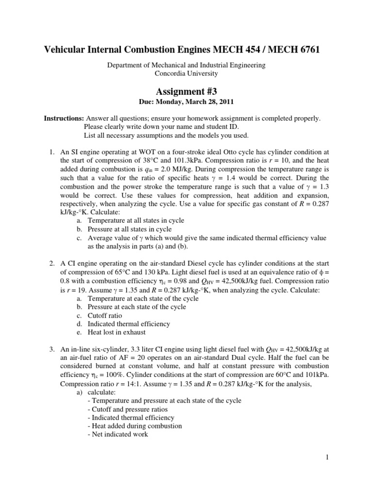 Assignment 3 Pdf Internal Combustion Engine Diesel Engine