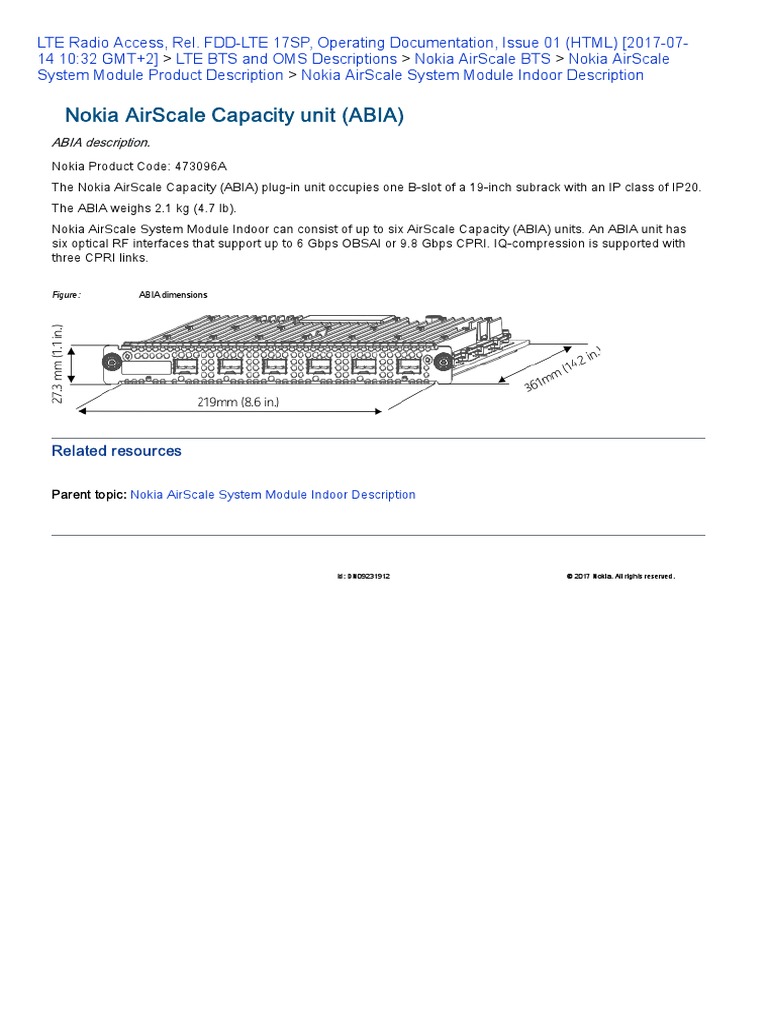 Nokia Airscale Capacity Unit (Abia) | PDF