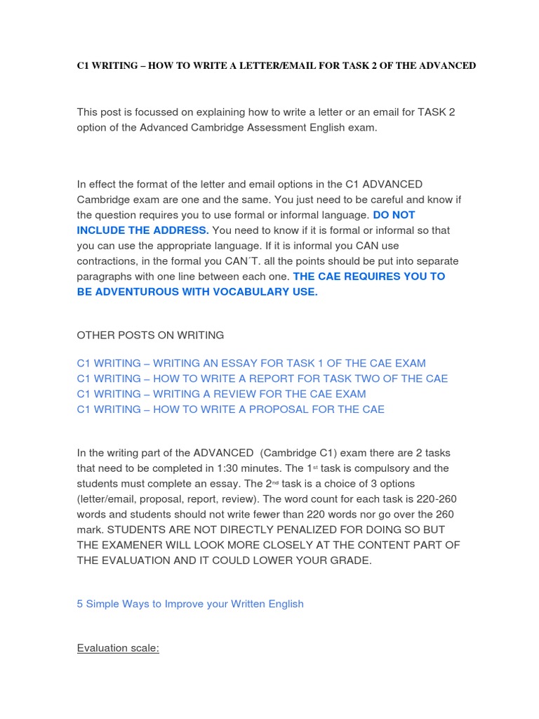 c1 Writing - How To Write A Letter | PDF | English Language | Test ...