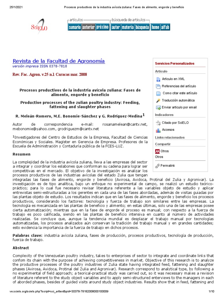 Procesos Productivos de La Industria Avícola Zuliana - Fases de ...