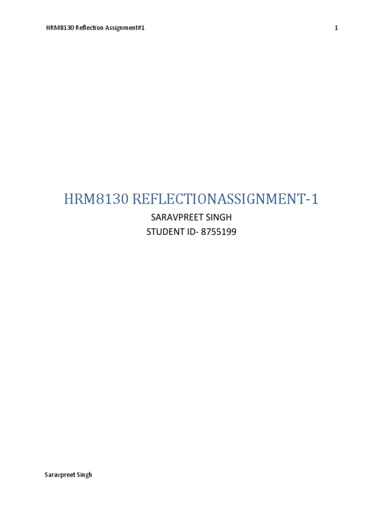HRM8130 Reflection Assignment 1 | PDF | Recruitment | Human Resource Management