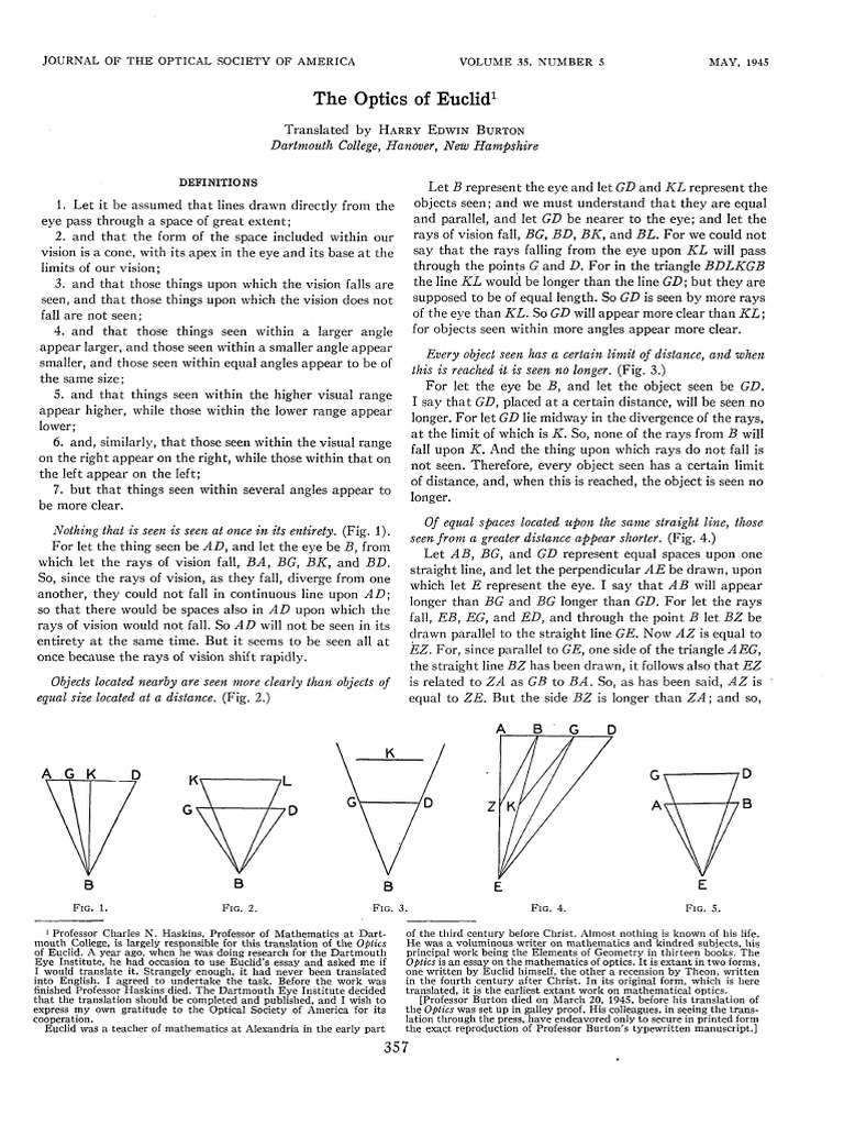The Optics of Euclid | PDF | Sphere | Line (Geometry)