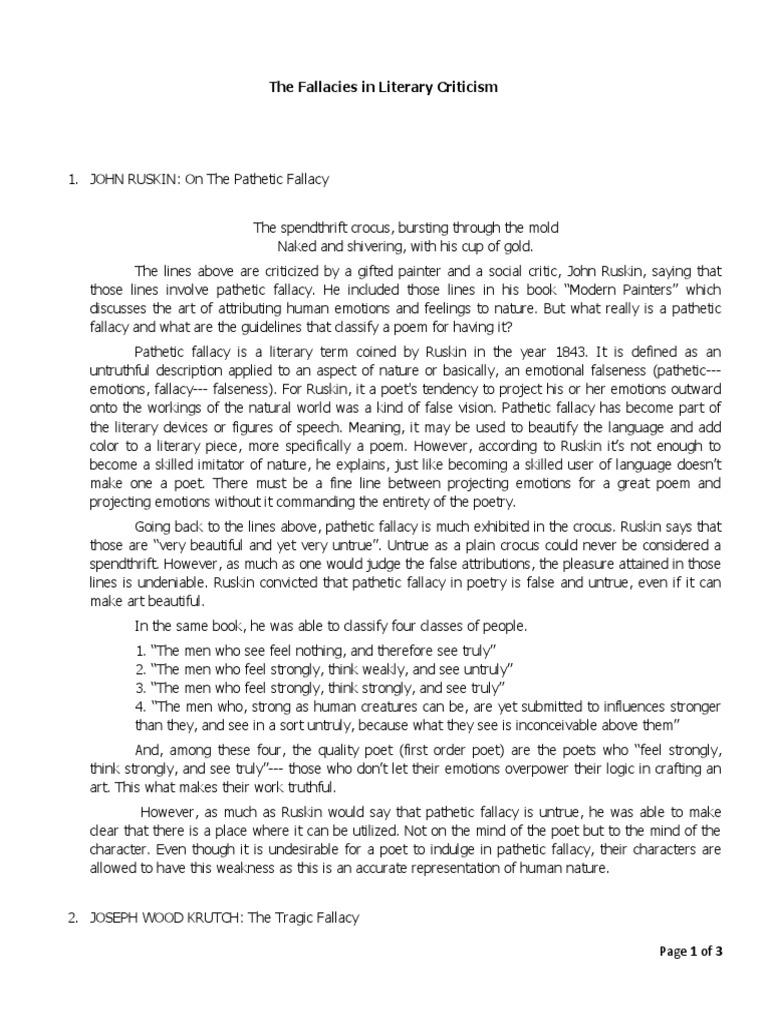 The Fallacies in Literary Criticism | PDF | T. S. Eliot | Poetry