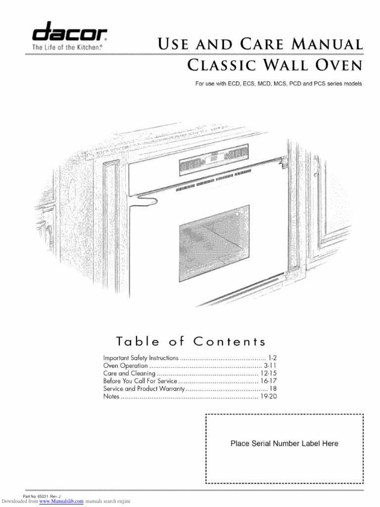 Dacor Use & Care Manual - Wall Ovens | PDF | Baking | Grilling