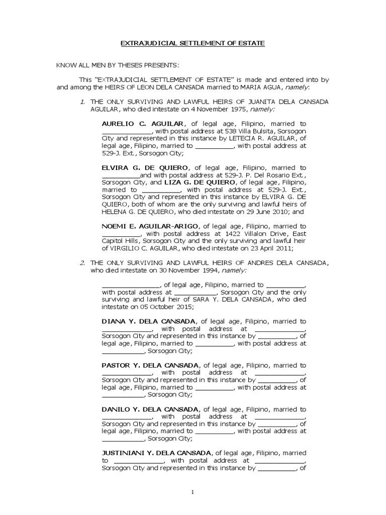 Extrajudicial Settlement of Estate | PDF | Environmental Law | Natural ...