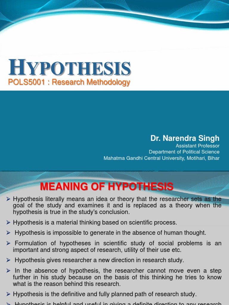 Ypothesis: POLS5001: Research Methodology | PDF | Hypothesis | Scientific Method