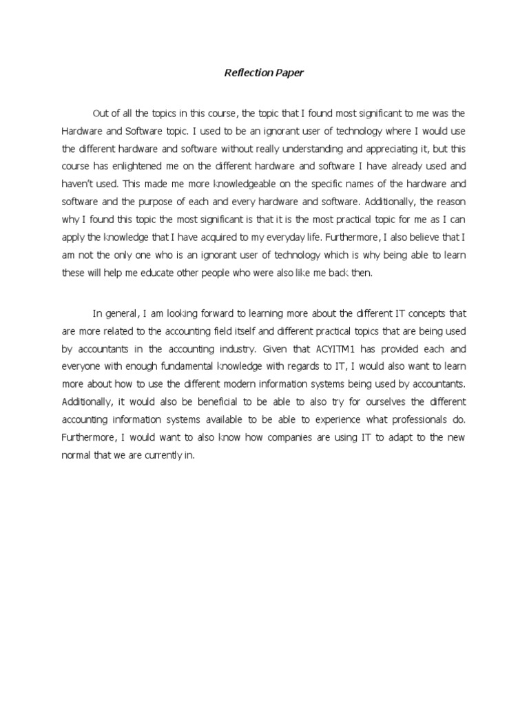 ACYITM1 - Reflection Paper | PDF