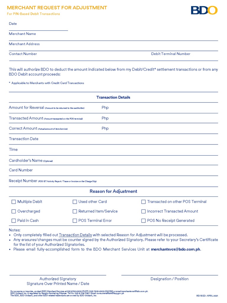 Date Merchant Name: Reason For Adjustment | PDF | Debit Card | Point Of ...