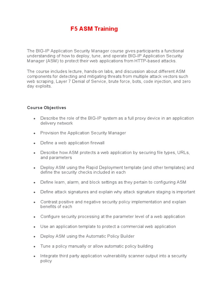 F5 ASM Training | PDF | World Wide Web | Internet & Web