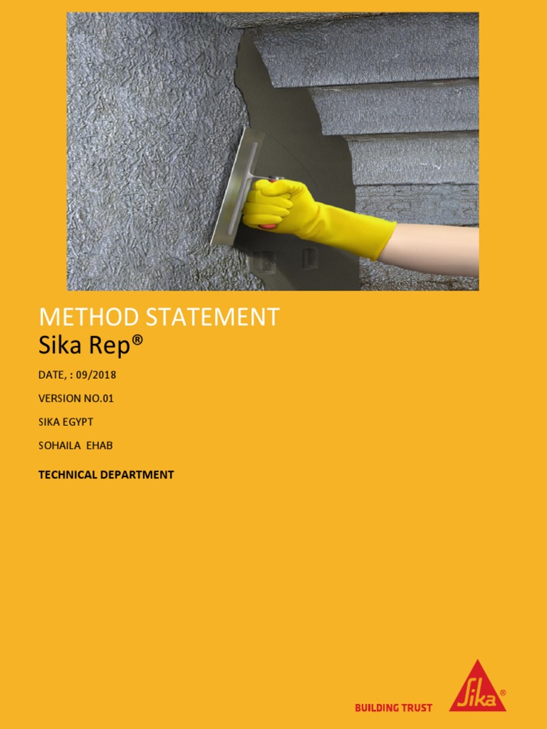 Method Statement: Sika Rep® | PDF | Concrete | Mortar (Masonry)