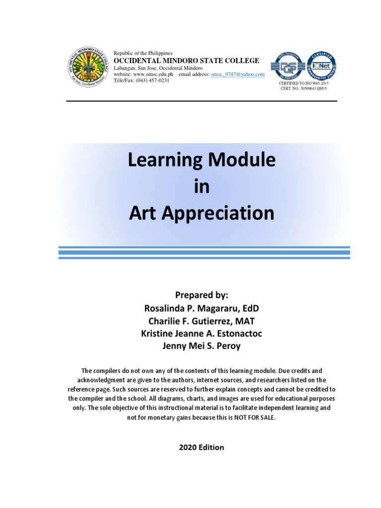 Learning Module in Art Appreciation | PDF | Humanities | Imagination