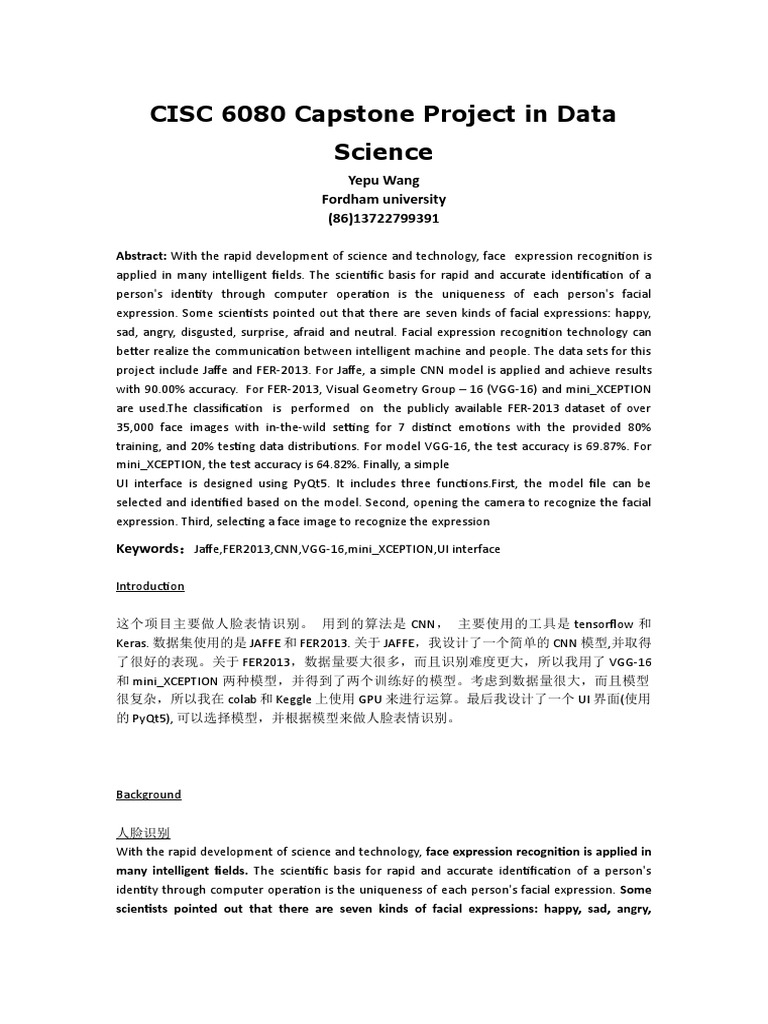 Cisc 6080 Capstone Project In Data Science Pdf Artificial Intelligence Computational