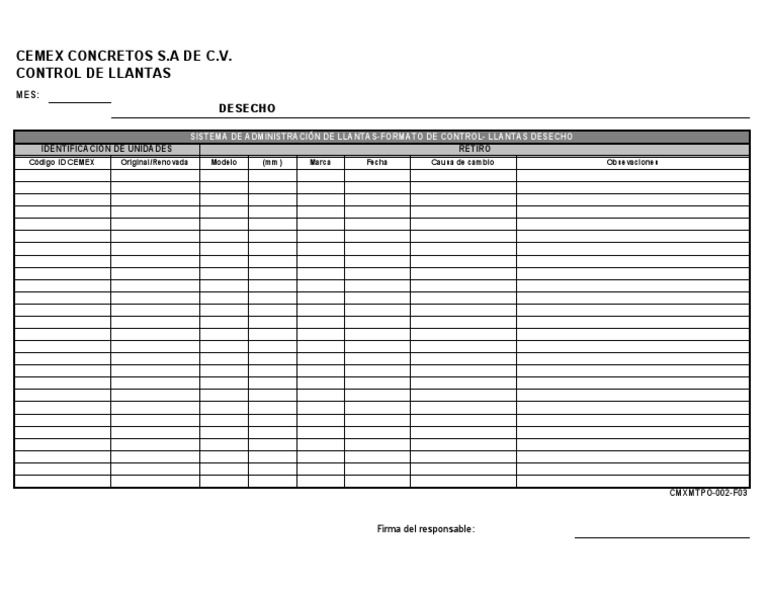 Control De Llantas De Desecho Pdf