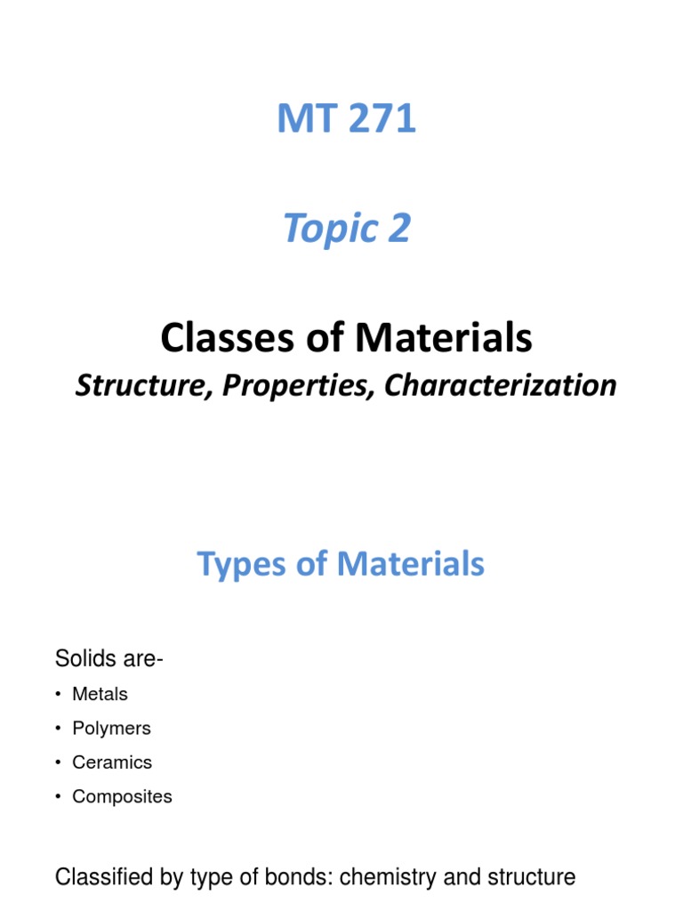 2 Classes of Materials | PDF | Chemical Bond | Deformation (Engineering)