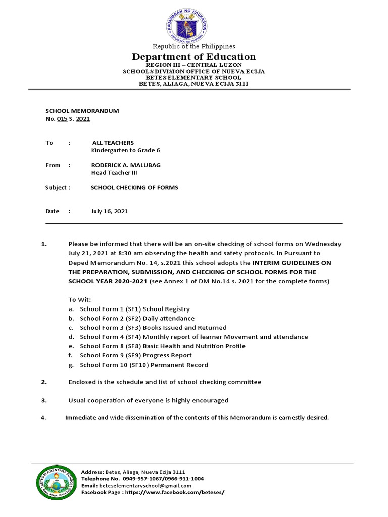 Memo Checking of Forms | PDF