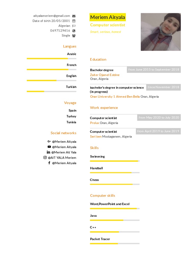 CV Ait Yala Meriem | PDF