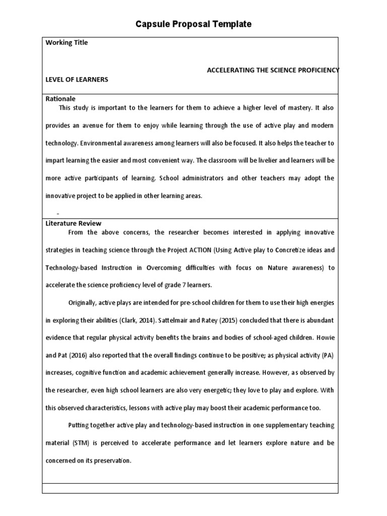 Capsule Proposal Template: Working Title | PDF | Experiment | Learning