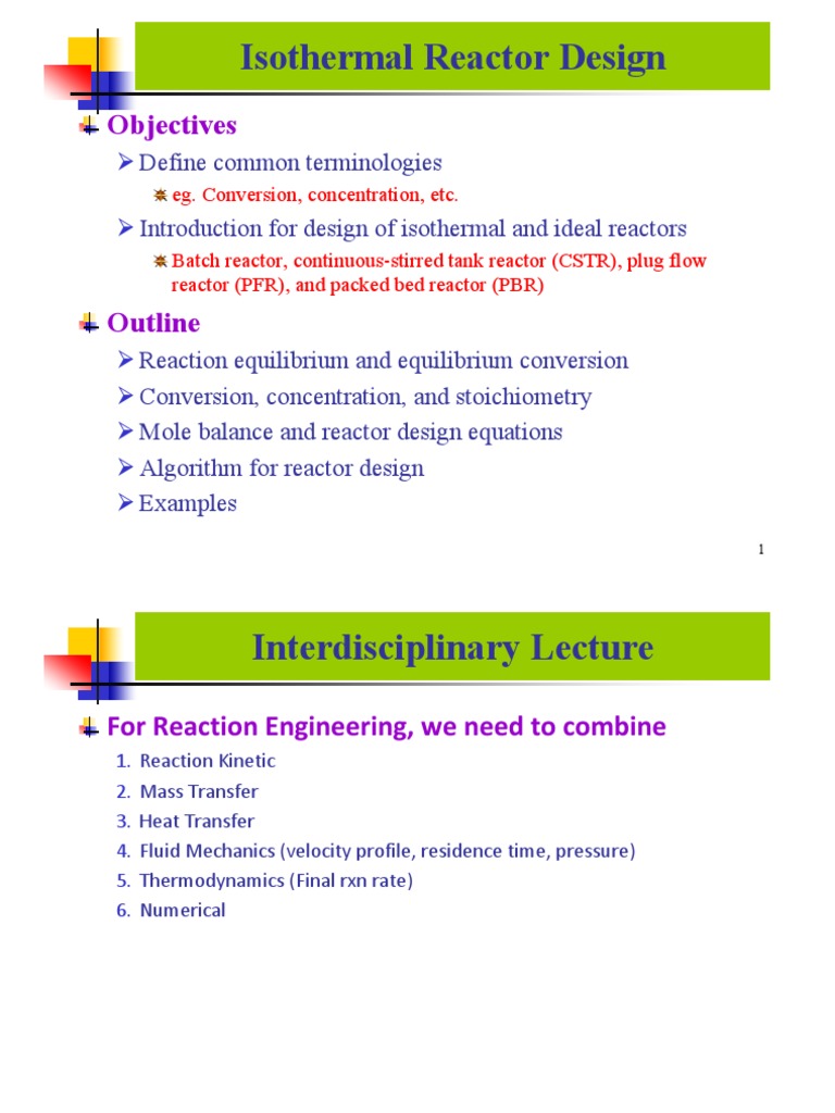 Isothermal Reactor Design Overview | PDF | Chemical Reactor | Fluid ...