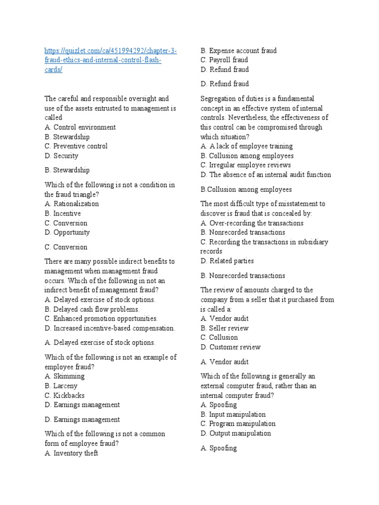 Chap3 Ethics, Fraud, InternalControl | PDF | Internal Control | Business