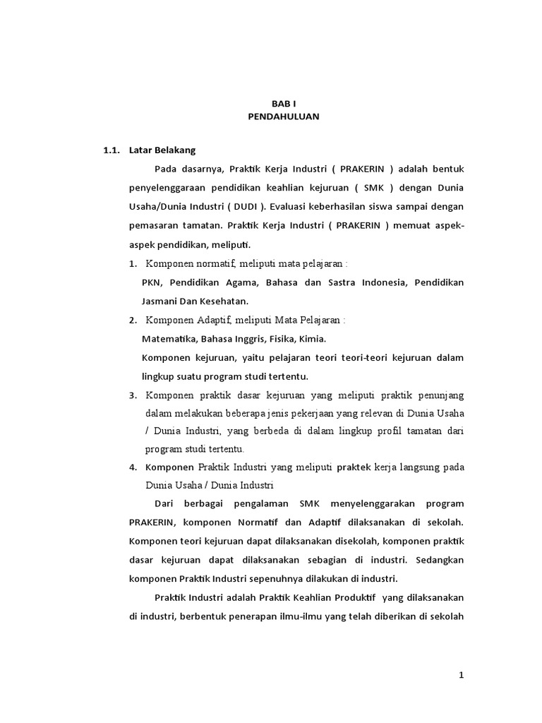 Bab 1 PENDAHULUAN Laporan PKL | PDF