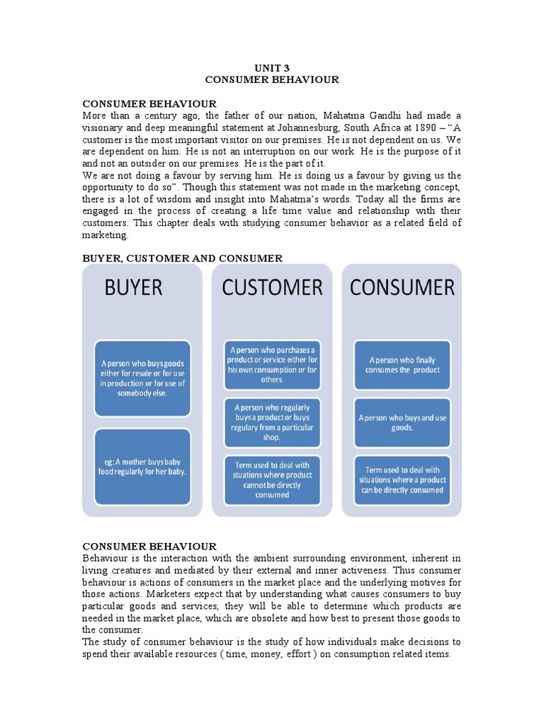 Principles of Marketing Unit 3 | PDF | Consumer Behaviour | Behavior