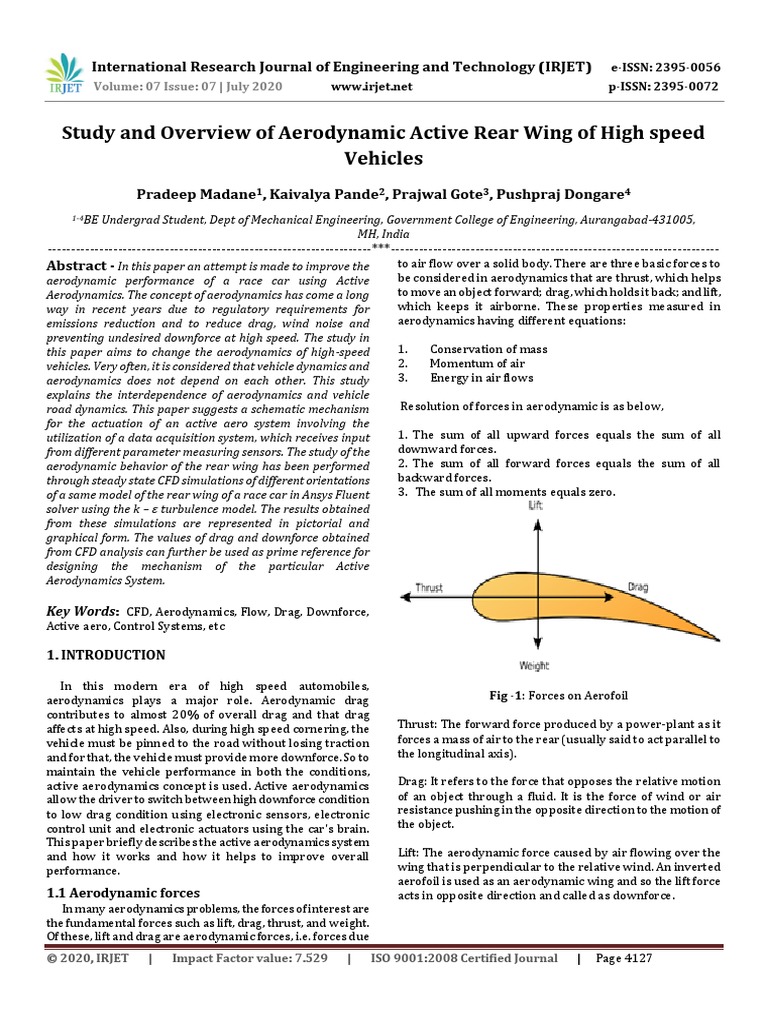 Study and Overview of Aerodynamic Active Rear Wing of High Speed ...