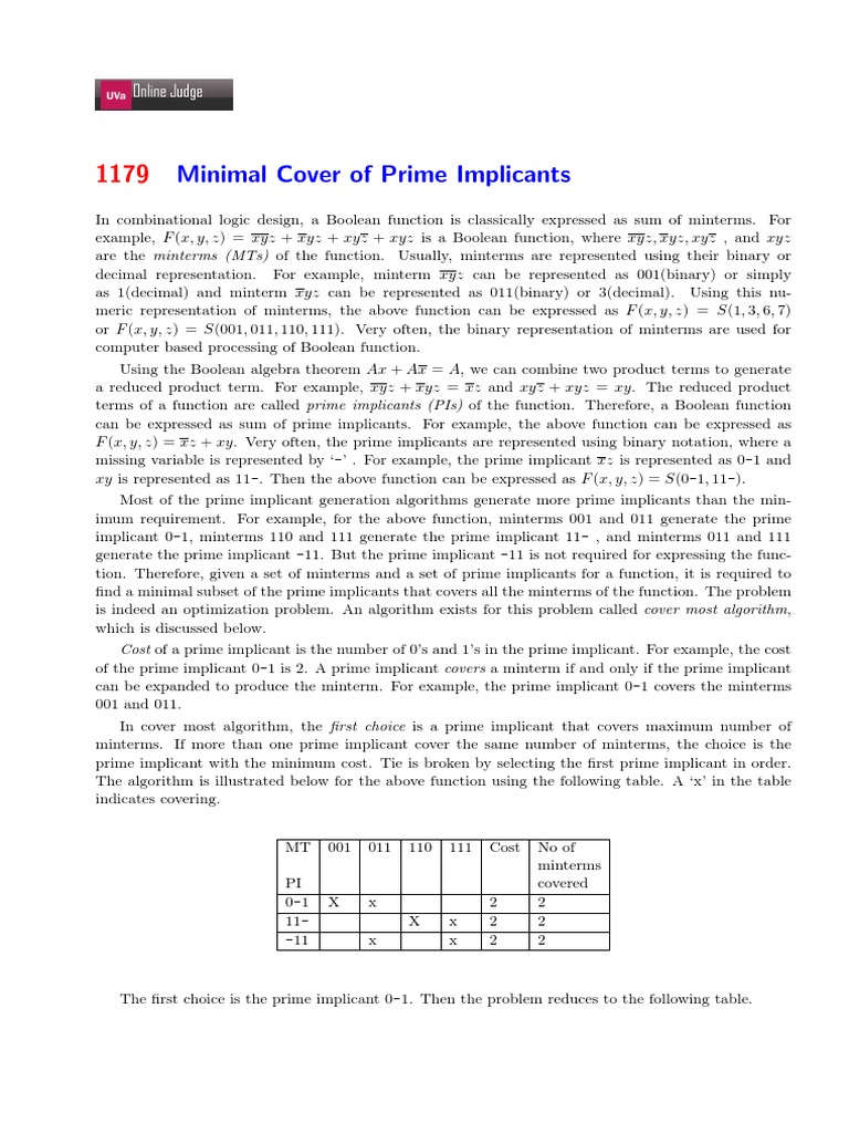 Minimal Cover of Prime Implicants | PDF | Teaching Mathematics ...