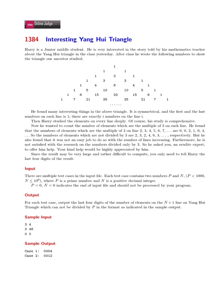Interesting Yang Hui Triangle | Download Free PDF | Numbers | Mathematics