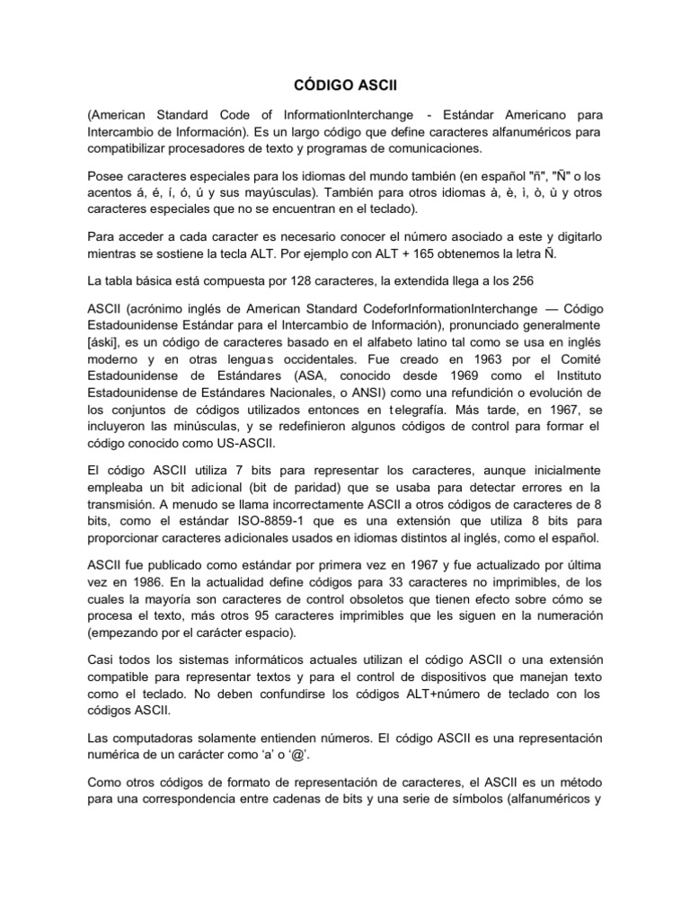 Código Ascii | PDF | Ascii | Equipo de oficina